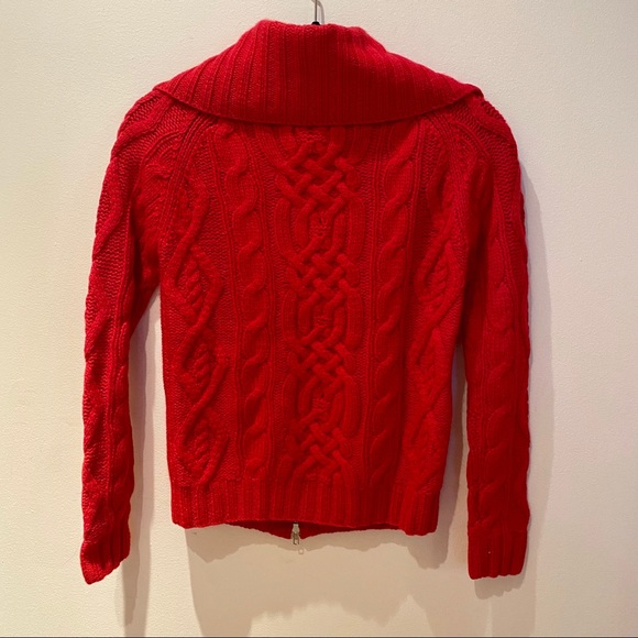 Versace | Sweaters | Gianni Versace Red Double Zip Cable Knit Cardigan ...